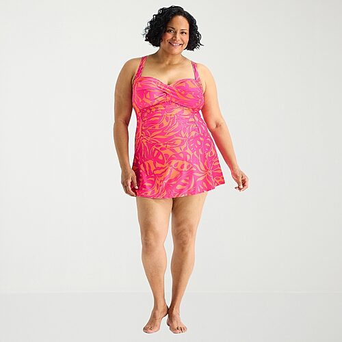 Click here for Liz Claiborne Womens Tropical Leaf Plus Swim Dress... prices