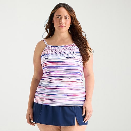 Click here for Sonnet Shores Womens Striped Plus Tankini Swimsuit... prices