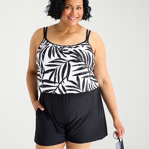 Click here for Sonnet Shores Womens Plus Swim Romper  16w  Black prices