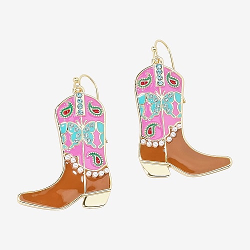 Click here for Bijoux Bar Gold Tone Cowboy Boot Womens Drop Earri... prices