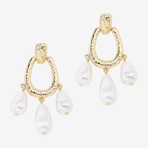 Click here for Bijoux Bar Gold Tone Womens Simulated Pearl Drop E... prices