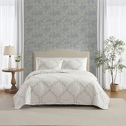 Click here for Laura Ashley(R) Floral Embroidery Cotton 3pc. Quil... prices