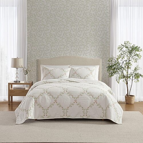 Click here for Laura Ashley(R) Floral Embroidery Cotton 3pc. Quil... prices