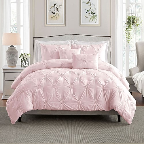 Click here for Cathay Home Inc. Floral Pintuck Comforter Set  Kin... prices