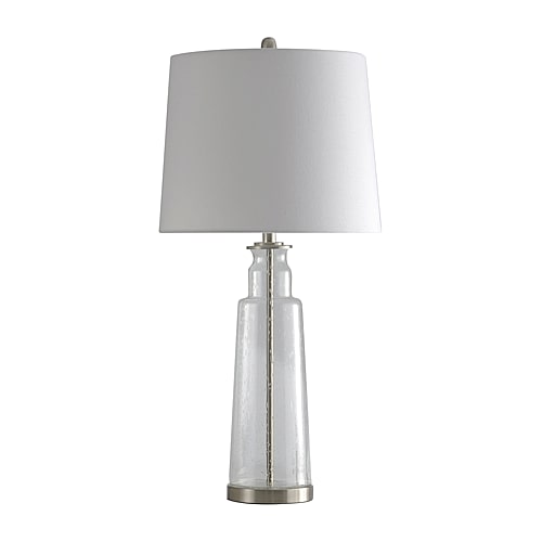 Stylecraft 16 W Clear & Steel Glass Table Lamp  One Size  White