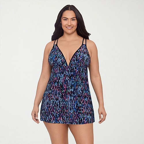 Click here for Trimshaper Womens Animal Plus Swim Dress  22w  Pur... prices