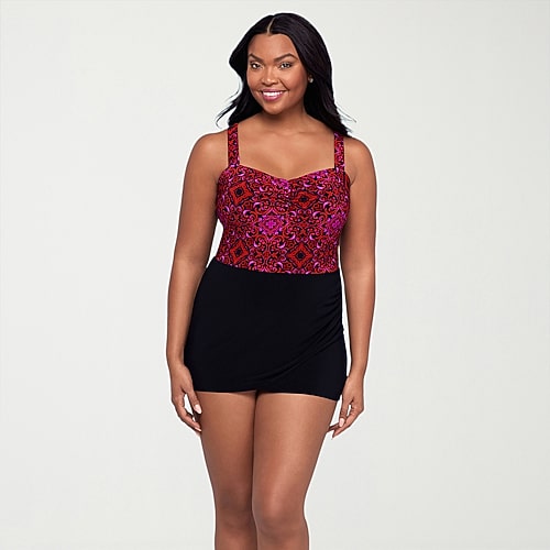 Click here for Trimshaper Womens Diamond Swim Dress  8  Red prices