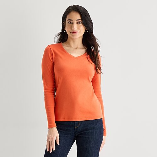 Click here for St. Johns Bay Womens V Neck Long Sleeve T-Shirt  X... prices