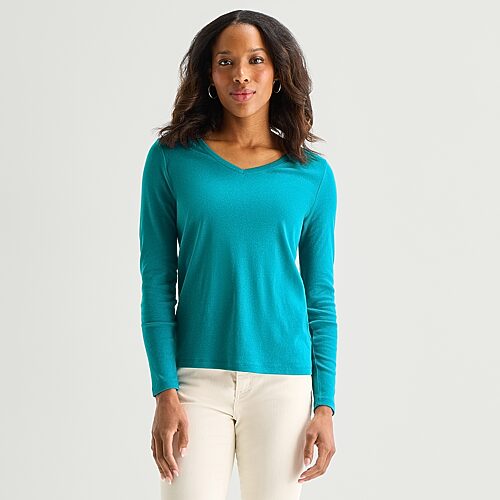 Click here for St. Johns Bay Womens V Neck Long Sleeve T-Shirt  X... prices
