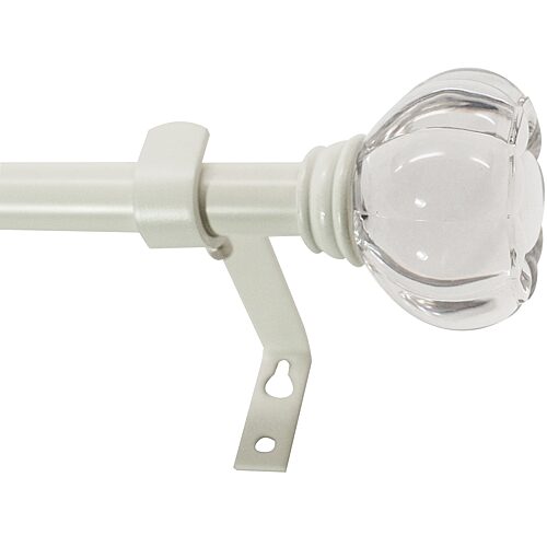 Decopolitan Clear Acrylic Crown Adjustable Curtain Rod  One Size  White