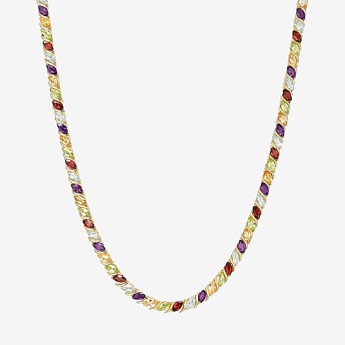 Click here for Womens Genuine Multi-Stone 18K Gold Over Silver Te... prices