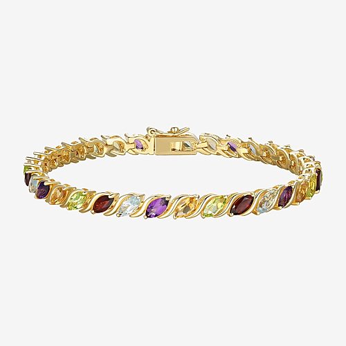 Click here for Genuine Mulit-Stone 18K Gold Over Silver Tennis Br... prices