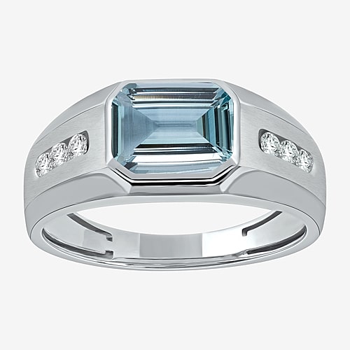 Click here for Mens Gemstone Sterling Silver Fashion Ring  10  Aq... prices