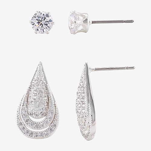 Click here for Sparkle Allure Womens Cubic Zirconia 2 Pair Earrin... prices
