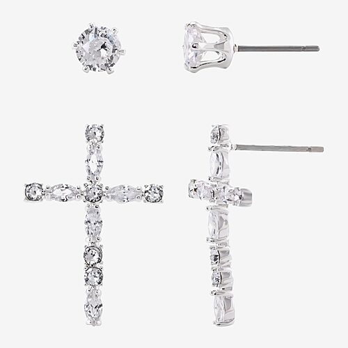 Click here for Sparkle Allure Womens Cubic Zirconia Cross 2 Pair... prices