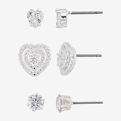 Click here for Sparkle Allure Womens Cubic Zirconia Heart 3 Pair... prices