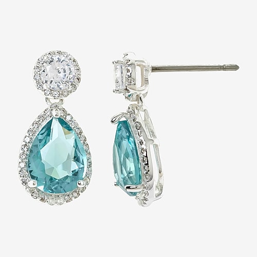 Click here for Sparkle Allure Halo Womens Blue Cubic Zirconia Pur... prices