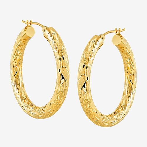 Click here for 14K Yellow Gold Crystal-Cut Hoop Earrings  One Siz... prices