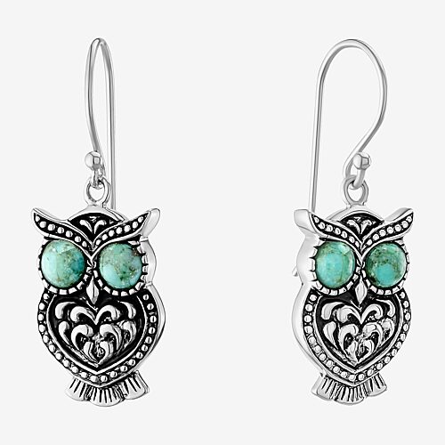 Click here for Womens Enhanced Blue Turquoise Sterling Silver Dro... prices