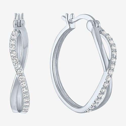 Click here for Yes  Please! Lab Created White Sapphire Hoop Earri... prices