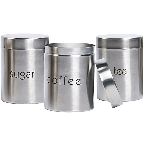 Click here for Basic Essentials Canister  Set of 3 - Silver-Tone prices
