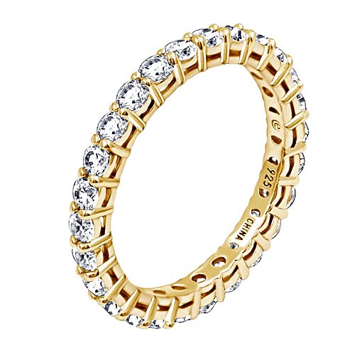 Click here for Cubic Zirconia Sterling Silver Round Band  7  Gold... prices