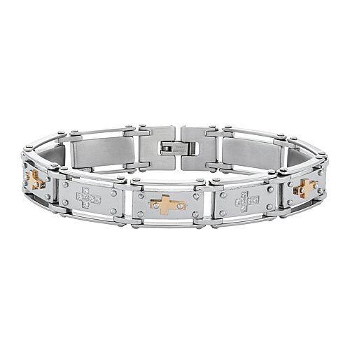 Click here for Mens Cubic Zirconia Stainless Steel Cross Chain Br... prices