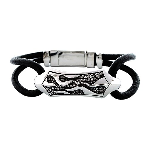Click here for Mens Stainless Steel & Leather Bracelet  One Size prices