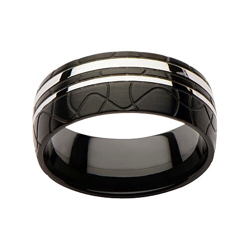 Click here for Inox Jewelry Mens Stainless Steel & Black IP Ring... prices