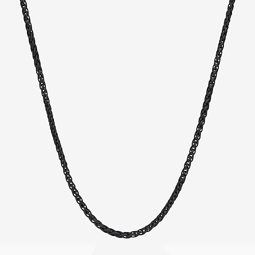 Click here for Mens Stainless Steel 3mm Wheat Chain  One Size  Bl... prices