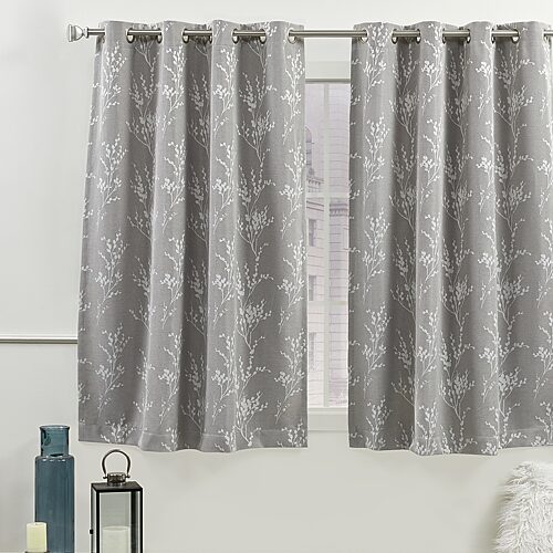 Nicole Miller Turion Grommet Top Light-Filtering Set of 2 Curtain Panel  One Size  Gray