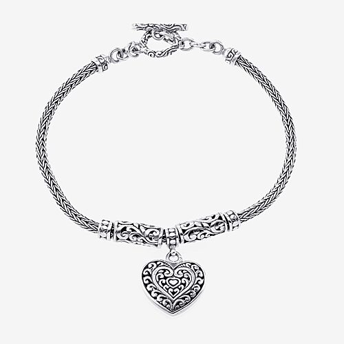 Click here for Bali Inspired Womens Sterling Silver Heart Charm B... prices