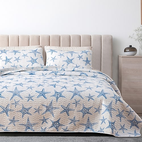Click here for Linery Blue Starfish Reversible Reversible Quilt S... prices