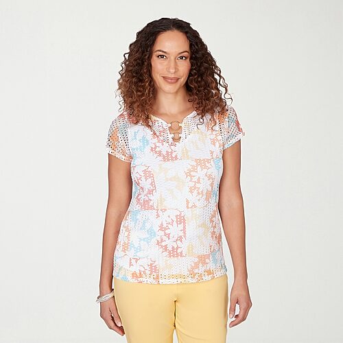 Click here for Hearts Of Palm Womens Keyhole Neck Short Sleeve Li... prices