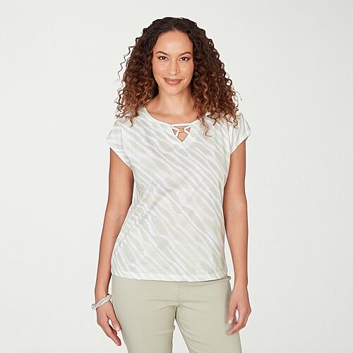 Click here for Hearts Of Palm Womens Keyhole Neck Short Sleeve Em... prices