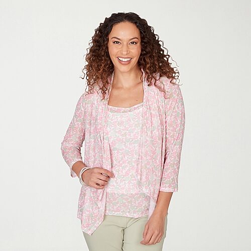 Click here for Hearts Of Palm Womens V Neck 3/4 Sleeve Open Front... prices
