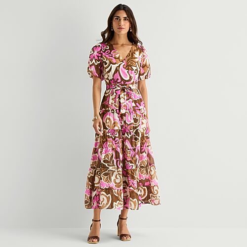 Click here for MSK Womens V Neck Short Sleeve Puffed Maxi Dress... prices