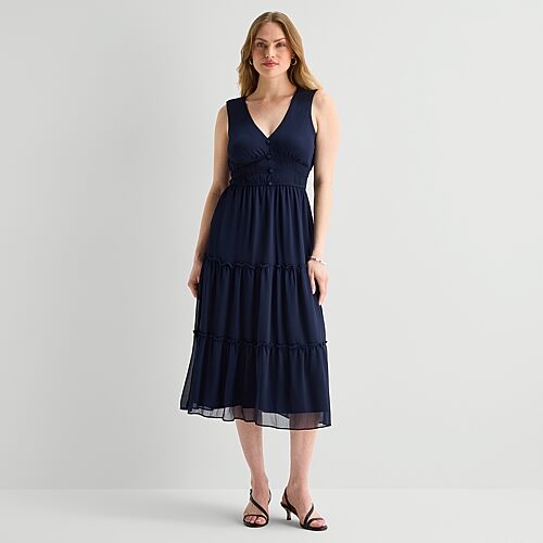 Click here for Danny & Nicole Womens Midi V Neck Sleeveless Fit +... prices