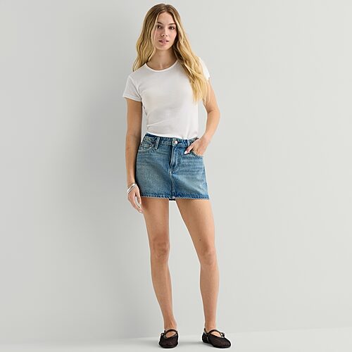 Click here for Arizona Supergirl Womens Juniors Denim Skirt  4  B... prices