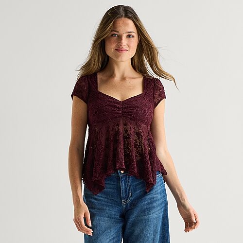 Click here for Arizona Womens Juniors Sweetheart Neck Short Sleev... prices