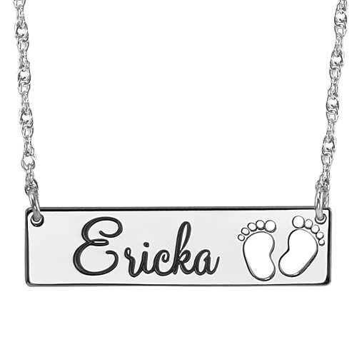 Click here for Personalized Baby Name and Footprint Bar Pendant N... prices