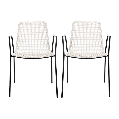 Click here for Taika Woven Leather Dining Chair - White prices