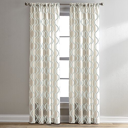 CHF Morocco Rod Pocket Light-Filtering Single Curtain Panel  One Size  Blue