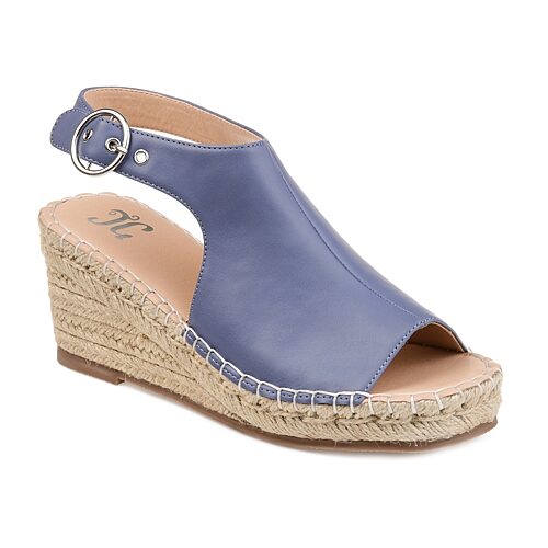 Journee Collection Womens Crew Wedge Sandals  12 Medium  Blue