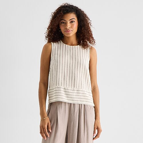 Click here for A.N.A Linen Womens Round Neck Sleeveless Blouse  P... prices