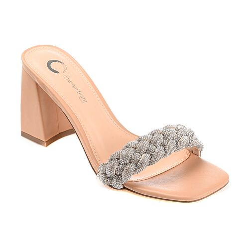 Journee Collection Womens Sashaa Braided Rhinestone Sandals - Nude