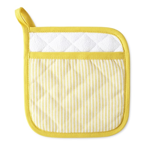Click here for Cooks Chambray Stripe Pot Holder  One Size  Yellow prices