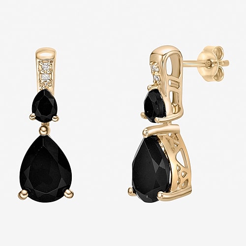 Click here for Womens Genuine Black Onyx 10K Gold Pear Drop Earri... prices