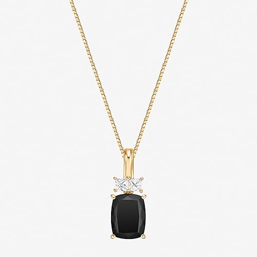 Click here for Womens Genuine Black Onyx 10K Gold Cushion 18 Inch... prices