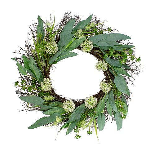 Click here for Northlight 23in Olive Leaf And Floral Twig Wreath... prices